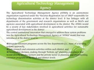 Innovation in technology Dissemination : ATMA | PPTX