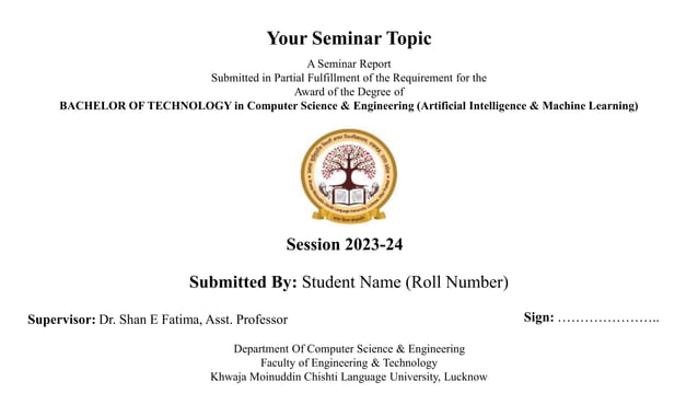 Final Project Seminar 2 Front Page for AIML | PPT