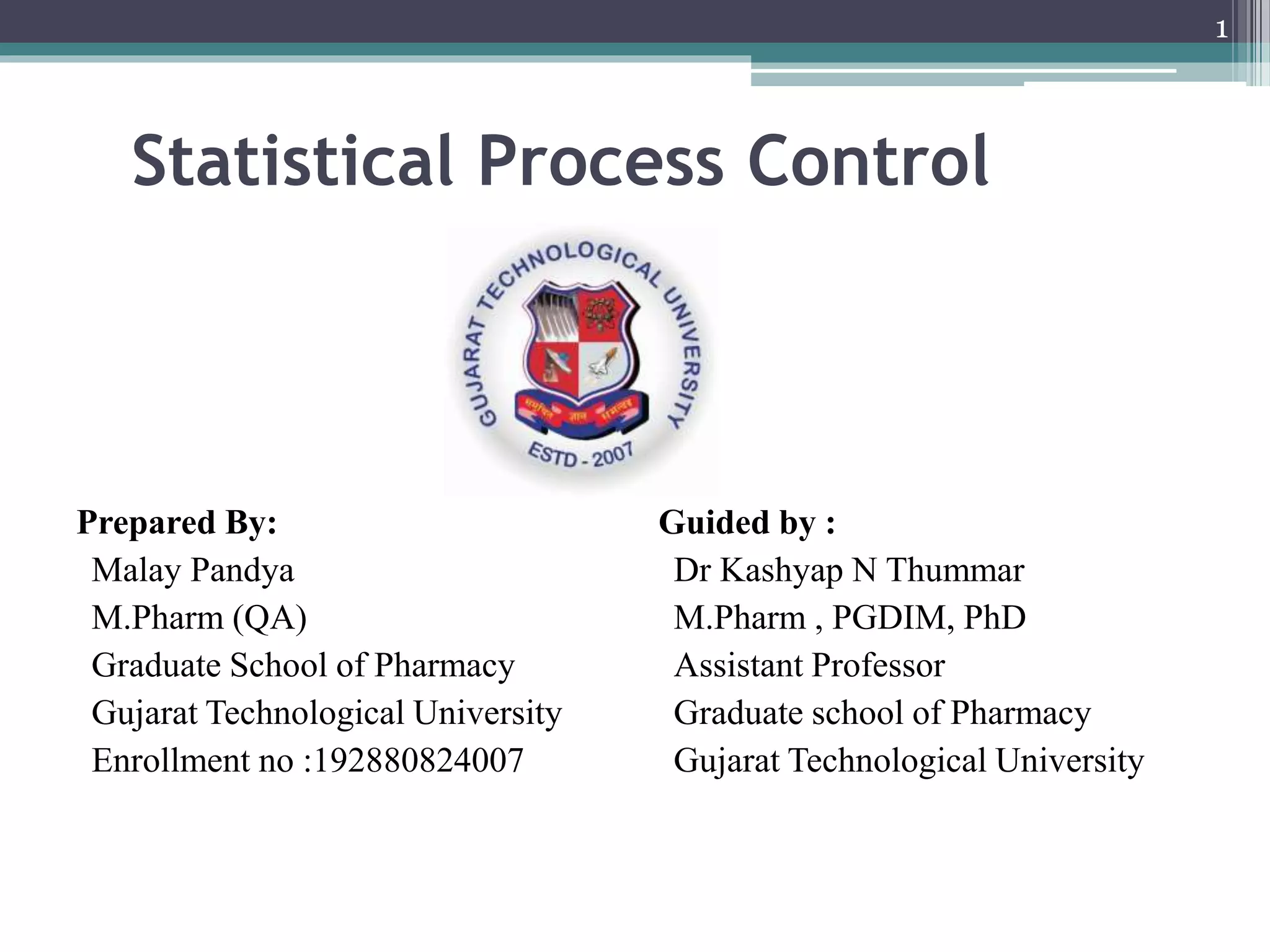 Statistical Process Control Part 1 | PPTX