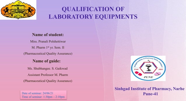 Qualification of laboratory equipments | PPTX | Pharmaceutical Industry | Industries