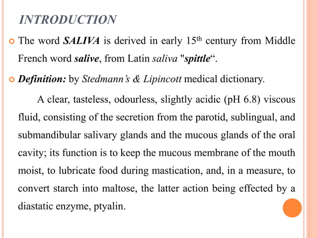 saliva in oral health | PPTX | Dental Health | Diseases and Conditions