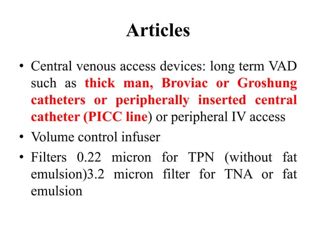 TOTAL PARENTERAL NUTRITION | PPTX | Digestive Disorders | Diseases and Conditions