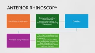 Clinical examination of nose in out patient setup | PPTX