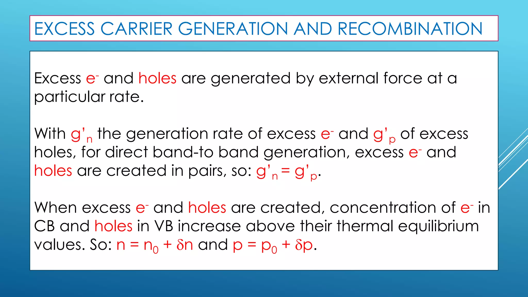 NON-EQUILIBRIUM EXCESS CARRIERS IN SEMICONDUCTORS | PDF