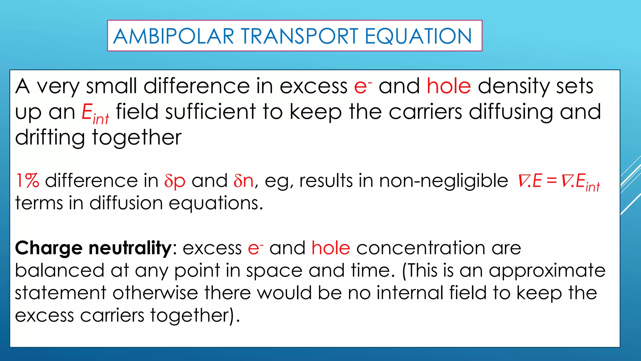 NON-EQUILIBRIUM EXCESS CARRIERS IN SEMICONDUCTORS | PDF