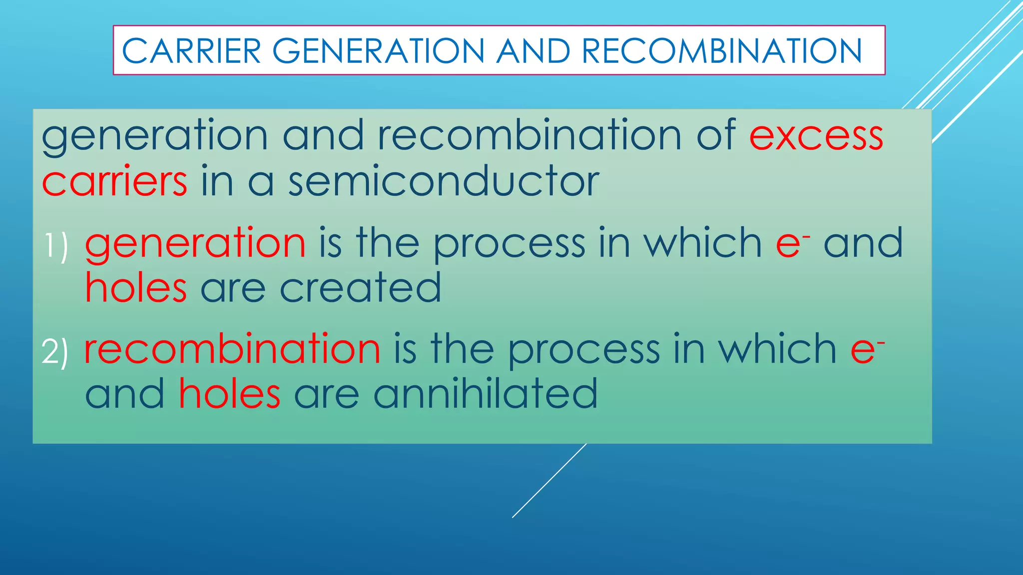 NON-EQUILIBRIUM EXCESS CARRIERS IN SEMICONDUCTORS | PDF