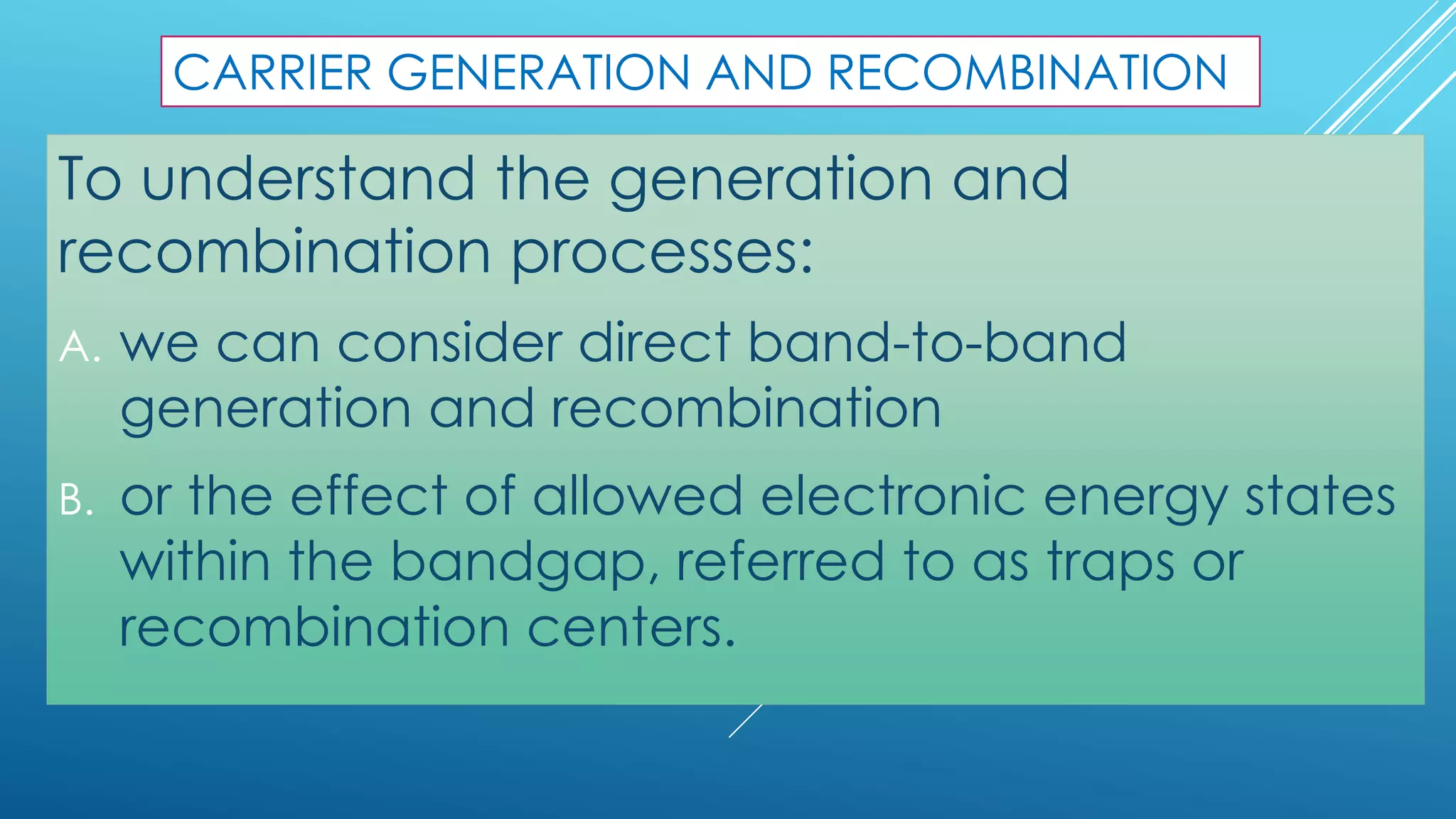 NON-EQUILIBRIUM EXCESS CARRIERS IN SEMICONDUCTORS | PDF