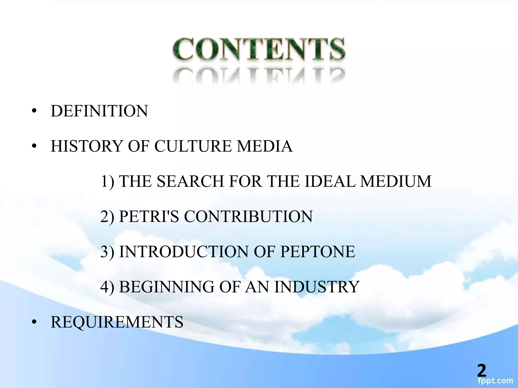 Culture Media History and Types | PPTX