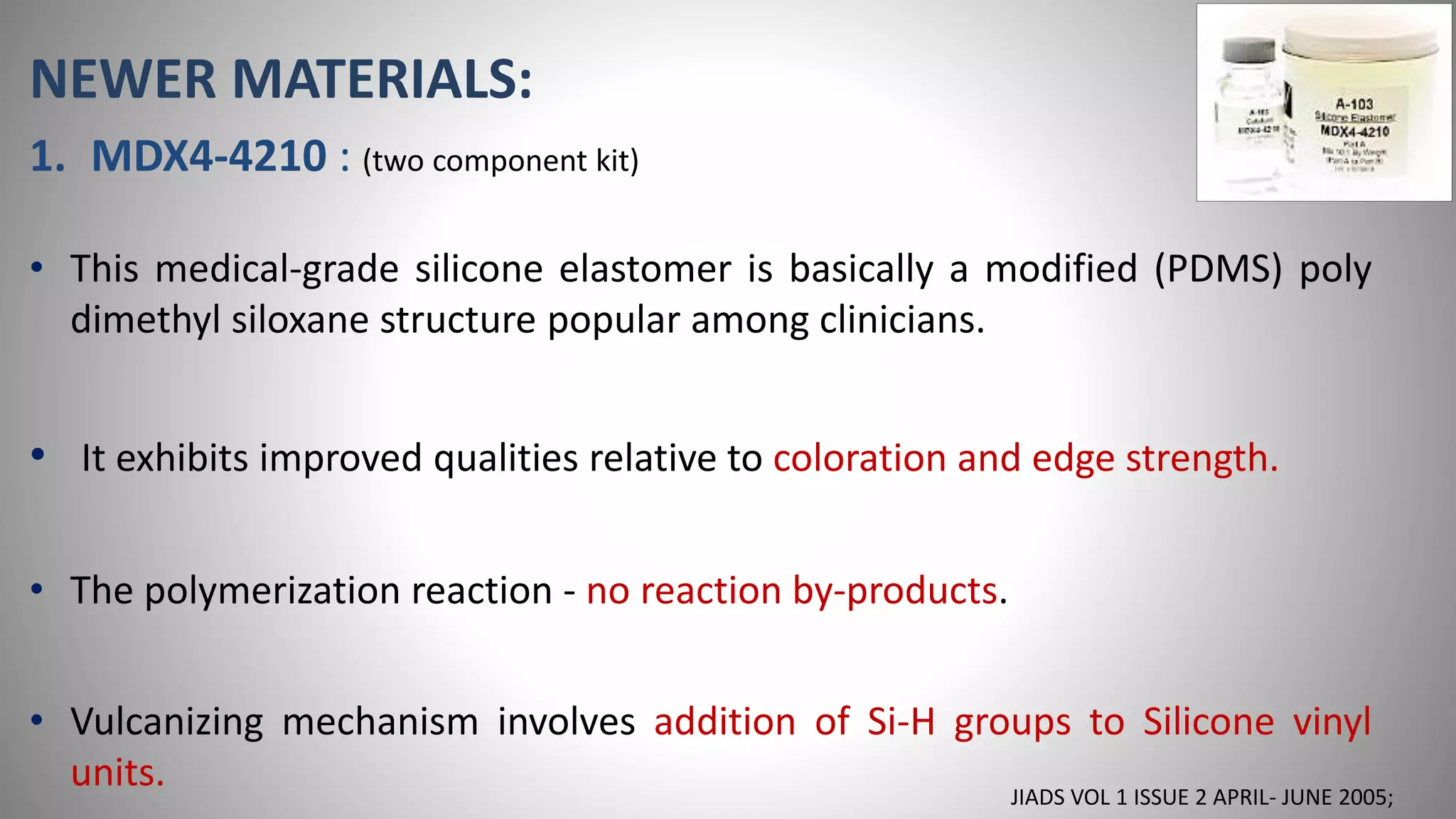 maxillofacial prosthesis materials | PPTX