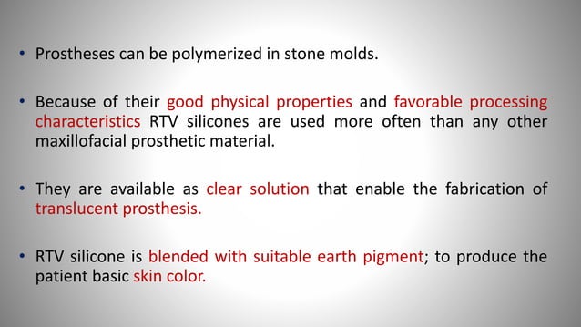 maxillofacial prosthesis materials | PPTX