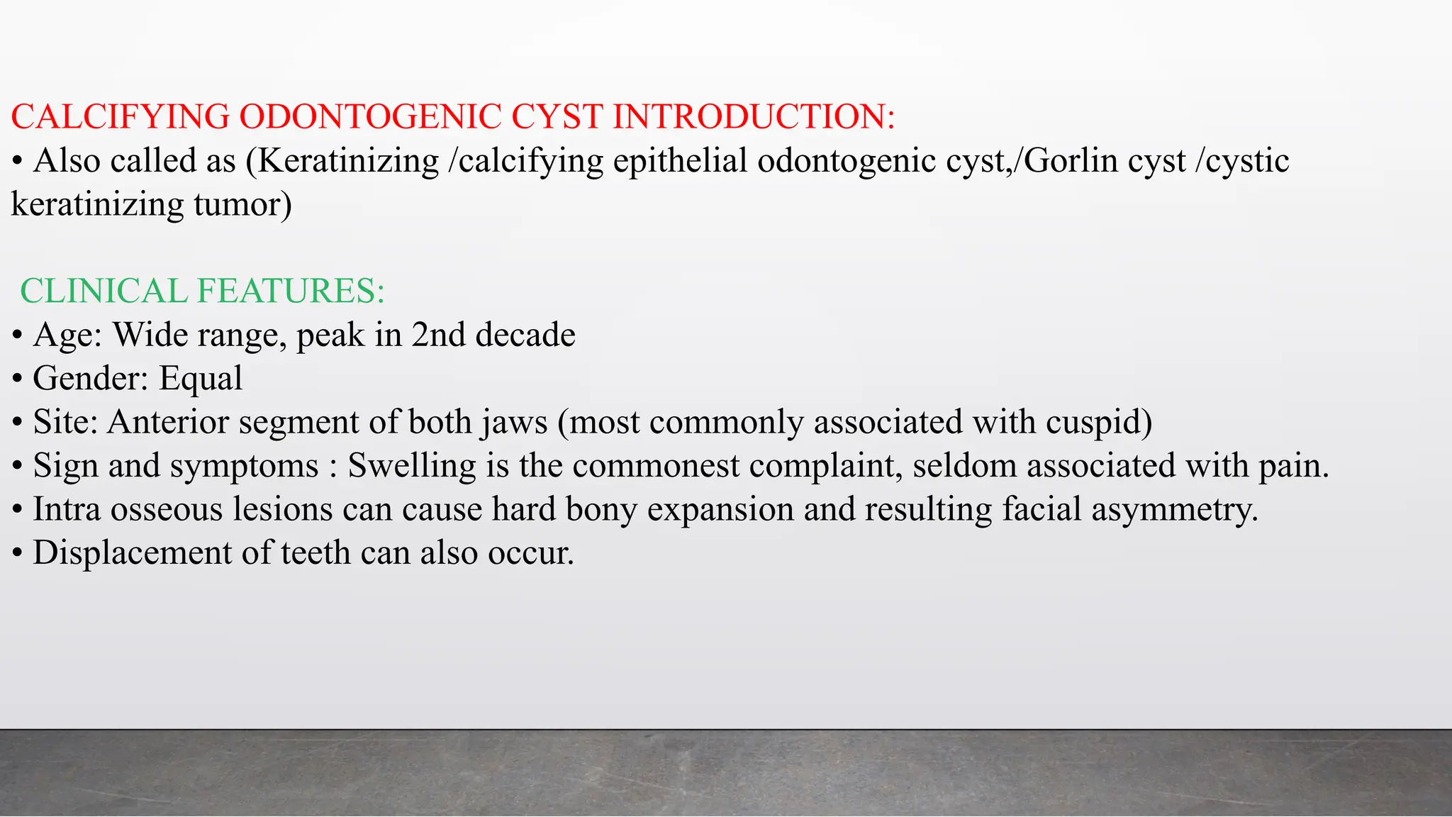 Seminar 3 Odontogenic cyst clinical feature , radiography | PPTX