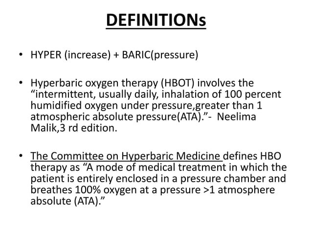 HYPERBARIC OXYGEN THERAPY(HBOT) | PPTX