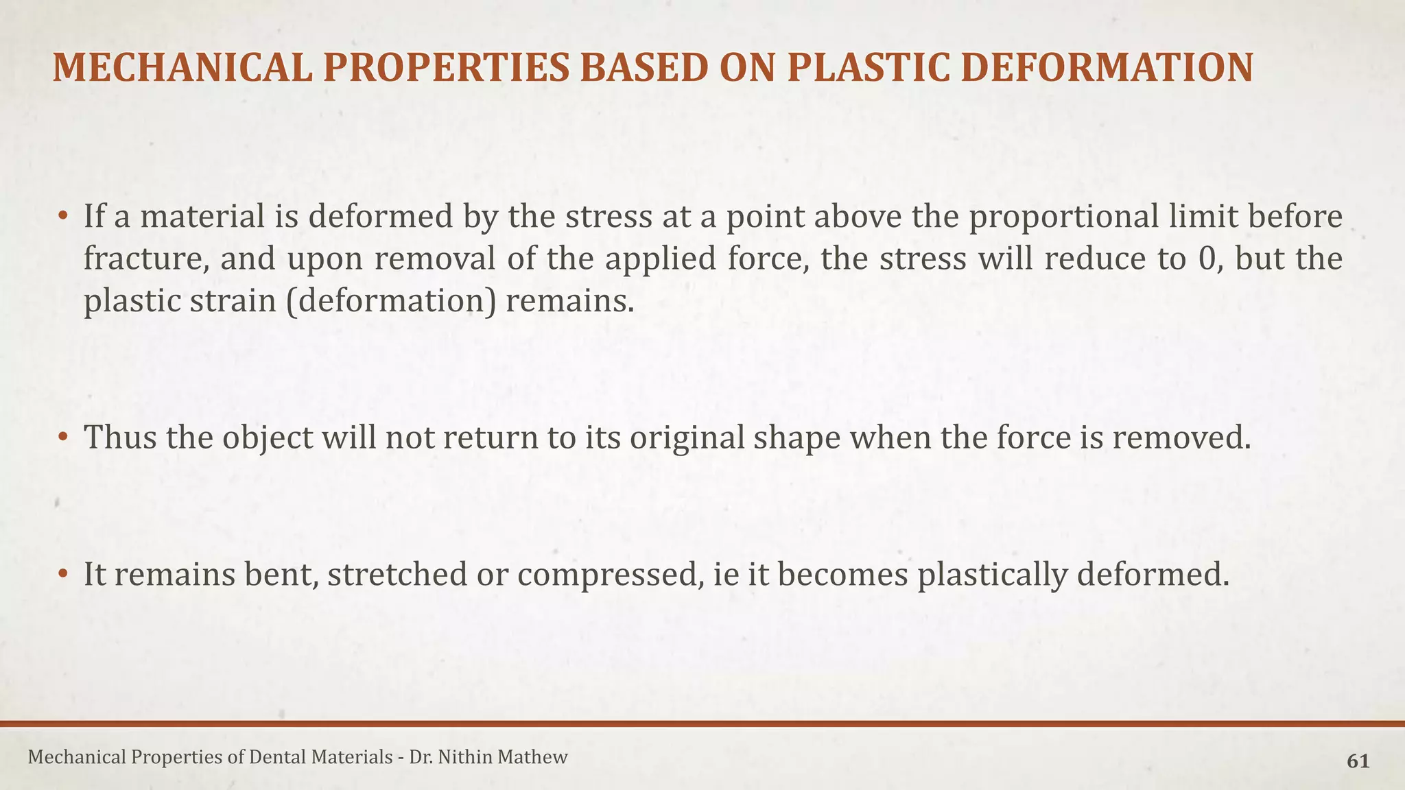 Mechanical Properties of Dental Materials | PDF