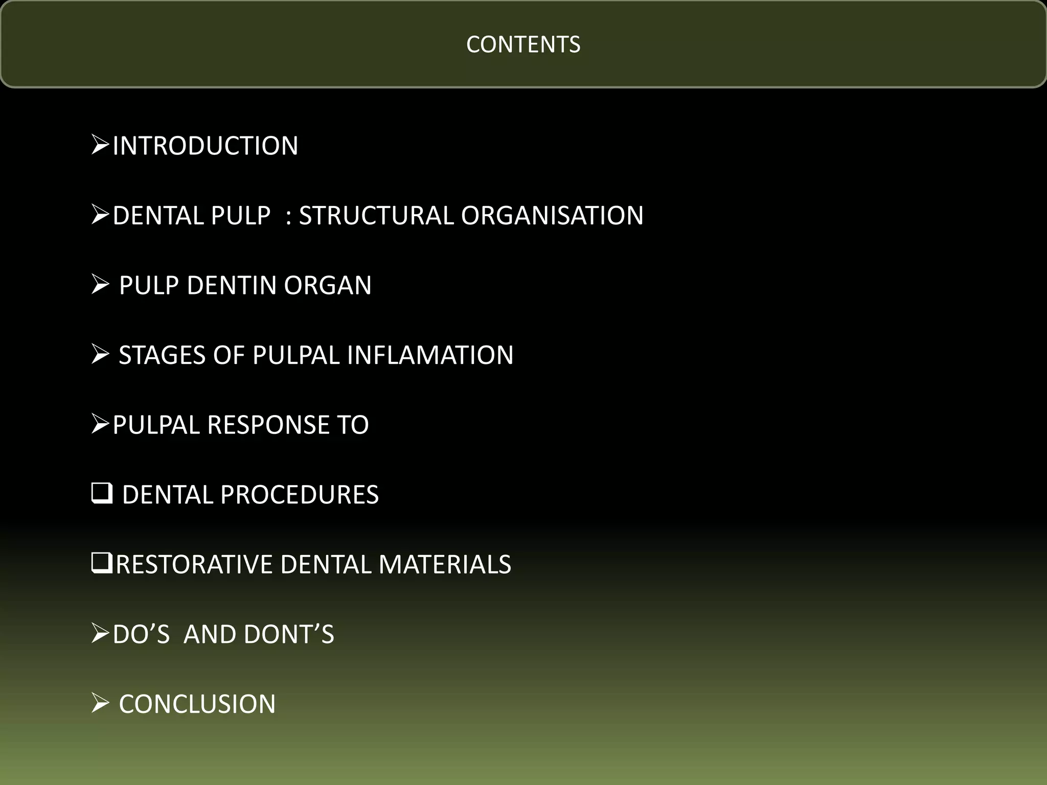 Pulpal response to various dental procedures restorative materials | PPTX