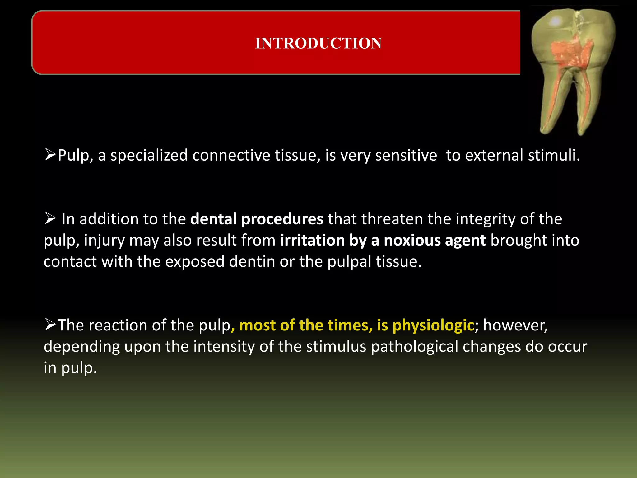 Pulpal response to various dental procedures restorative materials | PPTX