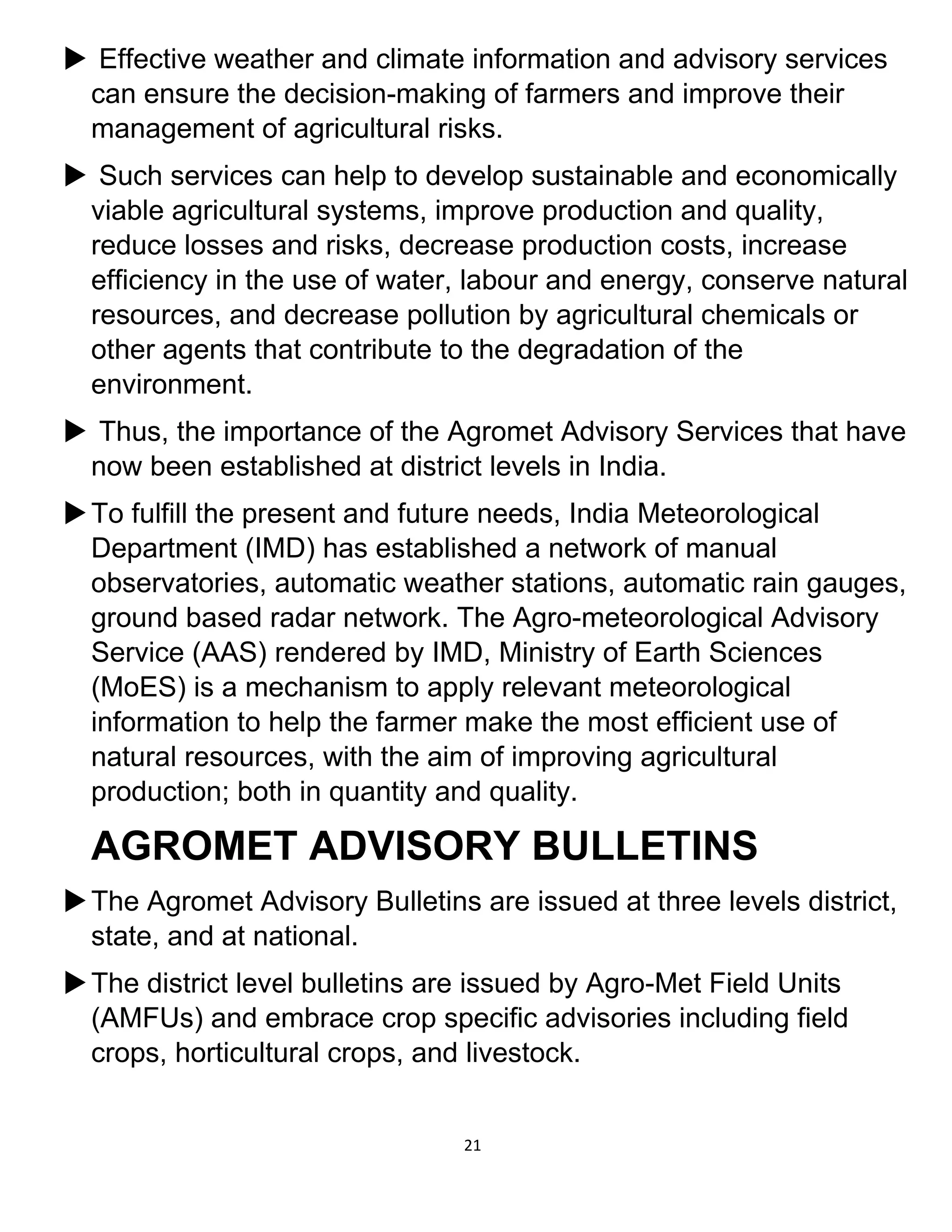 Role of Agrometeteorology Advisory Services In Agriculture | PDF