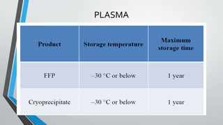 Storage of Blood Components- equipments, effects of improper storage ...