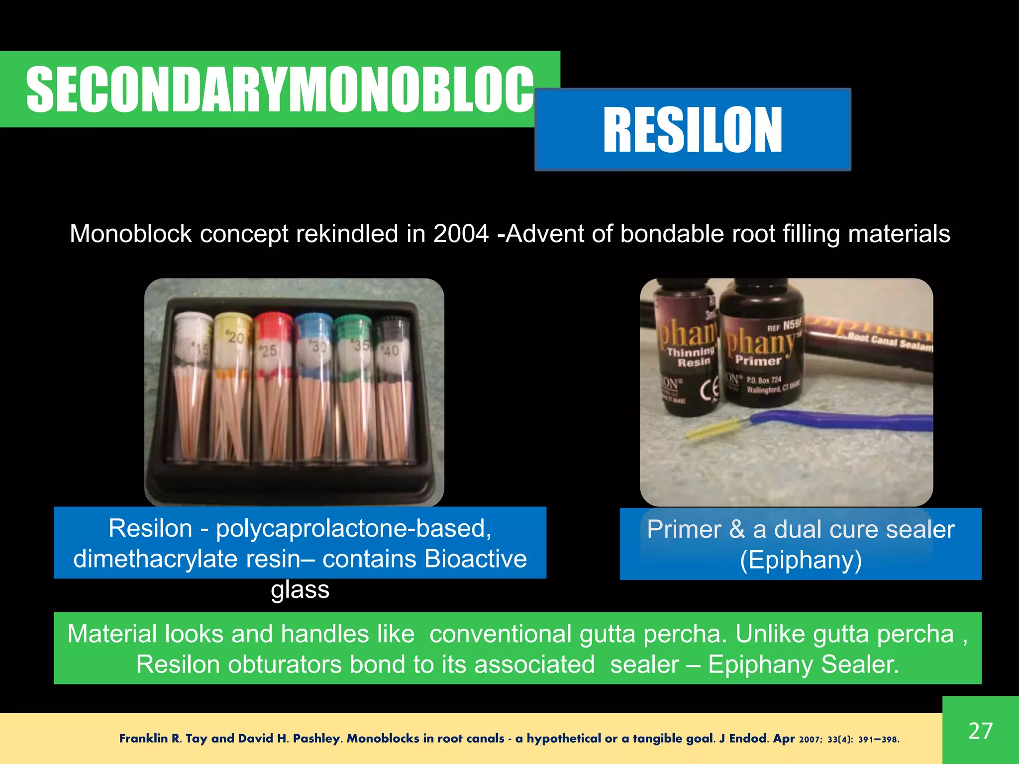 MONOBLOC IN ENDODONTICS - Root canal filling materials and concept of ...