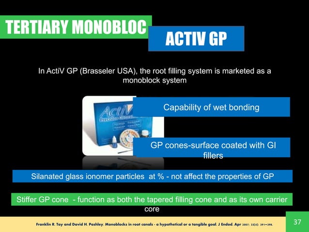 MONOBLOC IN ENDODONTICS - Root canal filling materials and concept of ...