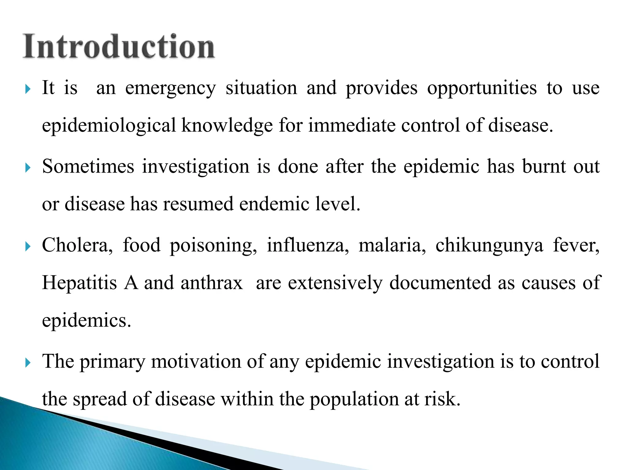 investigation of an epidemic | PPTX