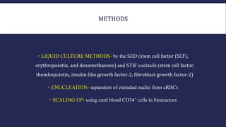 1. Bio preservation of Red Cell Components 2. CULTURED RBCs 3. solvent ...
