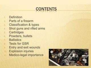 Firearms and Explosive injuries | PPTX