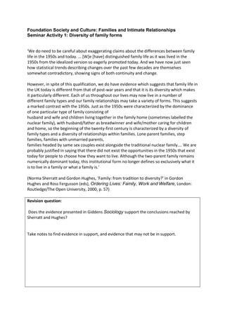 Seminar activity 1 diversity in families | DOCX