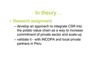 Corporate Social Responsibility at CIP: Lessons learned from working ...