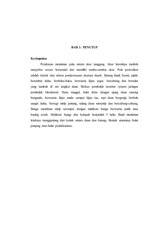 Seminar anatomi tumbuhan buah mentimun | DOCX