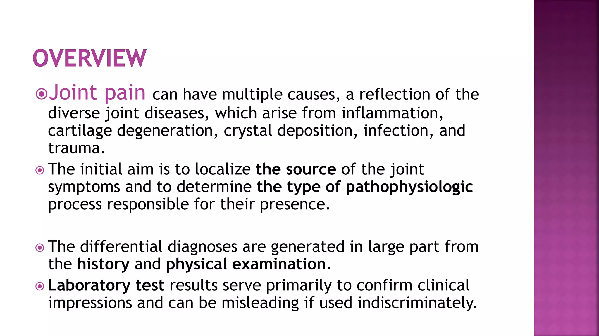 Seminar approach to joint pain | PDF