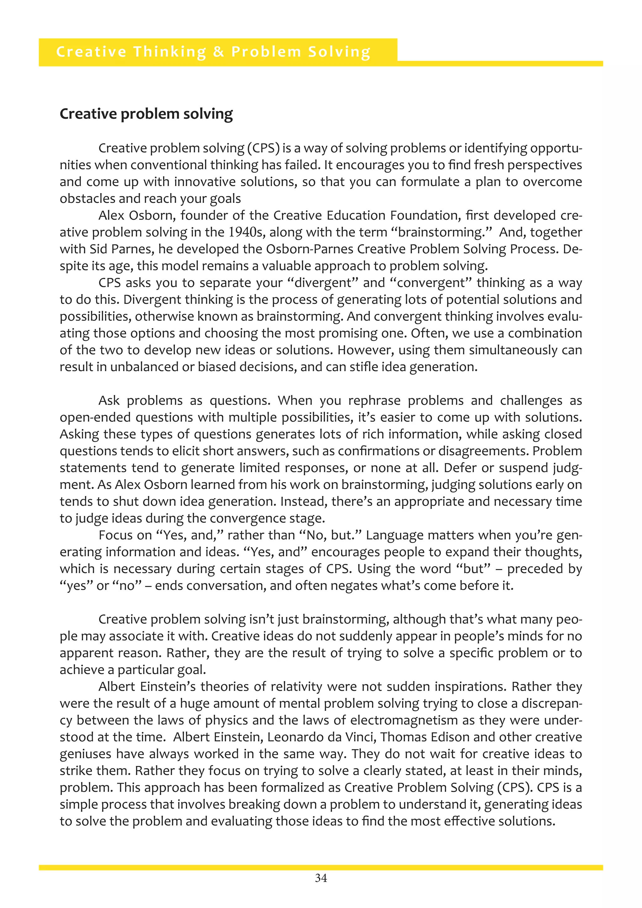 creative thinking & problem solving | PDF