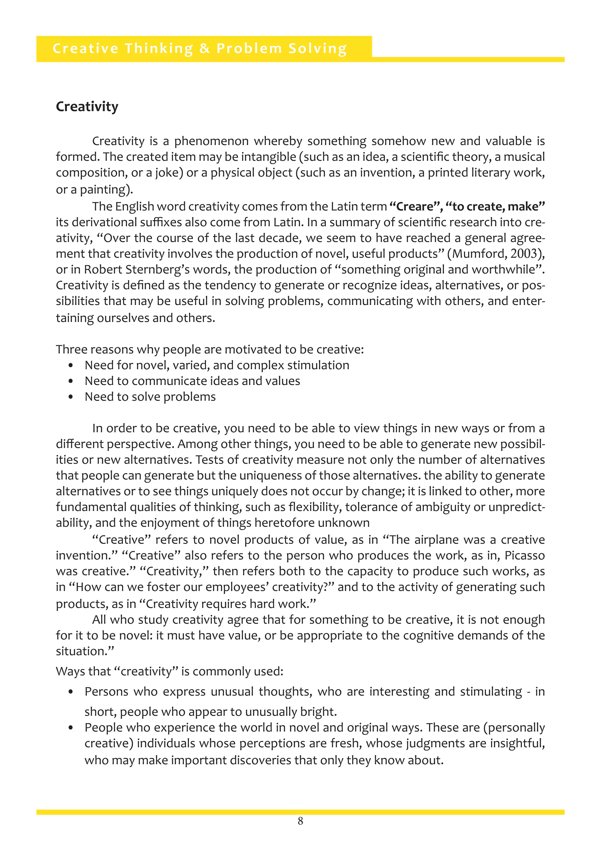 creative thinking & problem solving | PDF