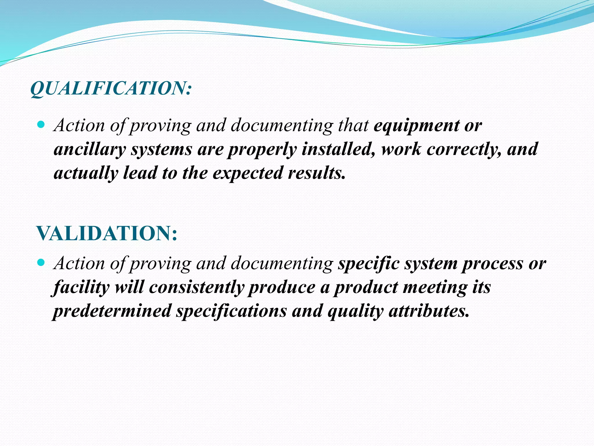 Pharmaceutical validation, Quantification, streamlining, validation masterplan. | PPTX