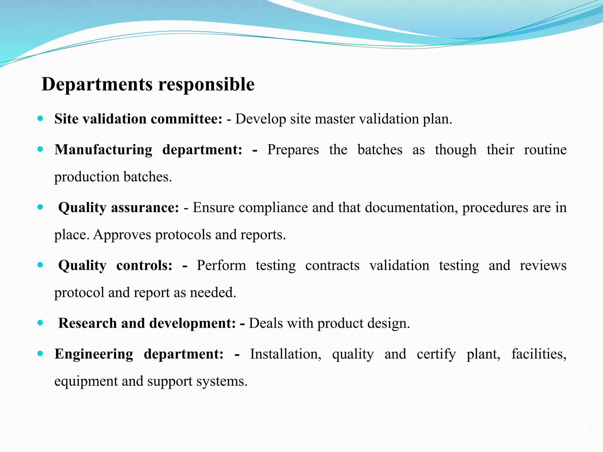 Pharmaceutical validation, Quantification, streamlining, validation masterplan. | PPTX