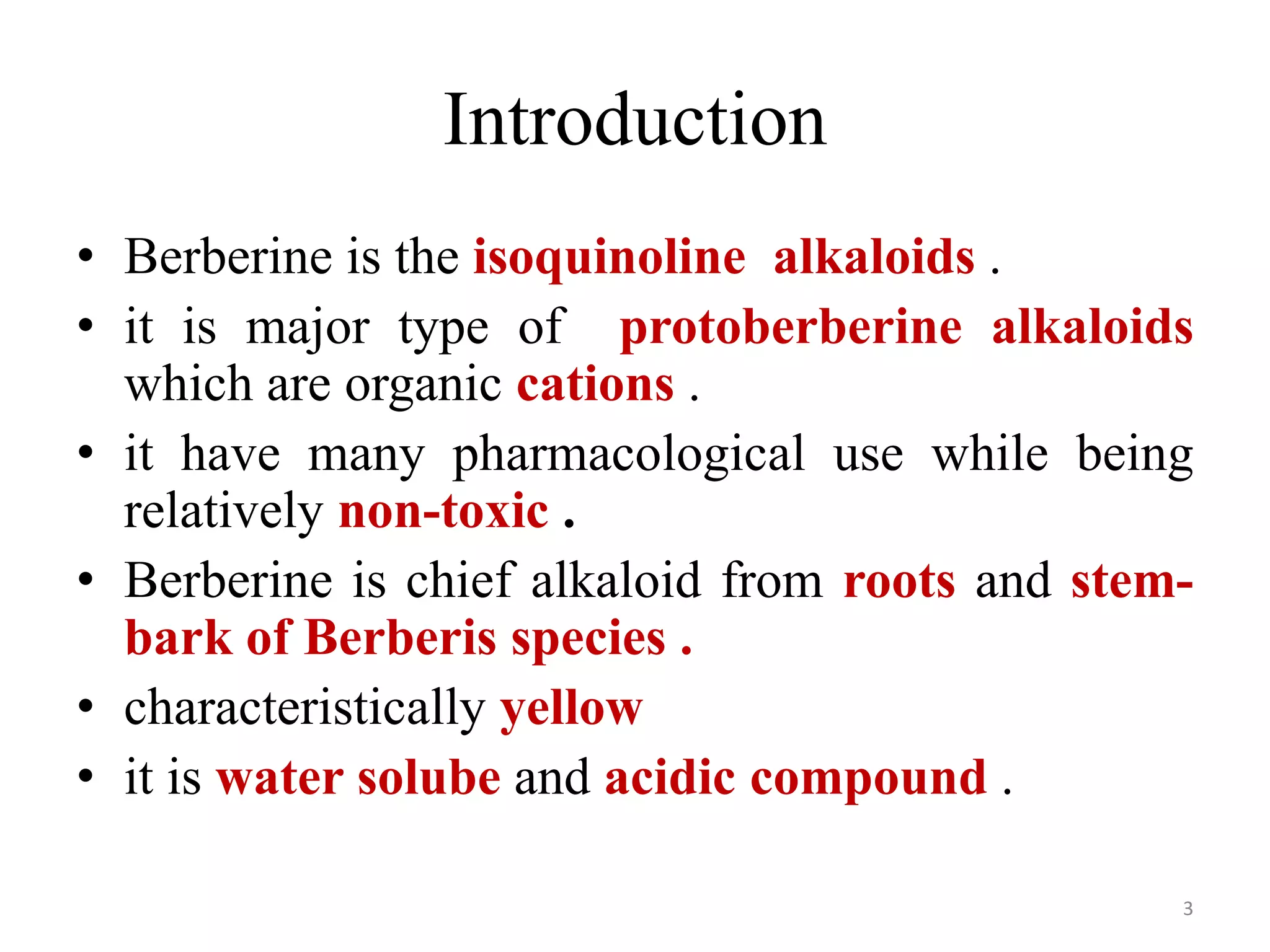 isoquinoline alkaloid ( berberine) | PPTX
