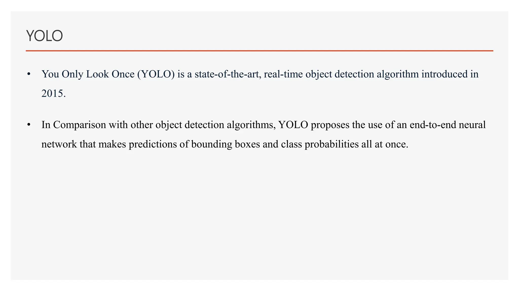 Seminar Course Presentation On Yolo Algorithm For Object Detection