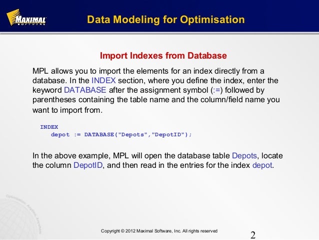 Seminar: Data Modeling for Optimization with MPL - Oct 2012