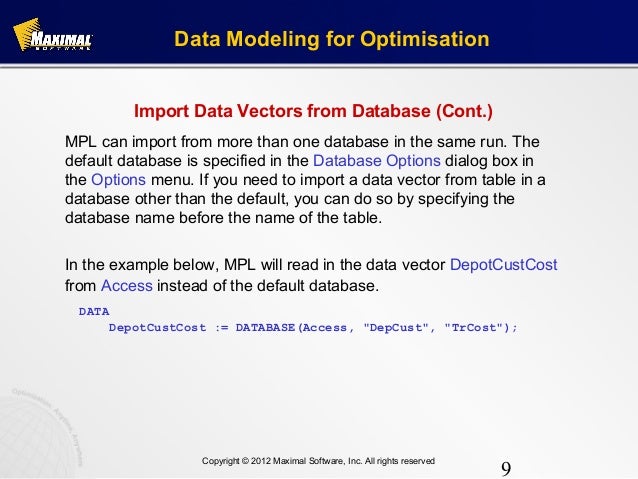 Seminar: Data Modeling for Optimization with MPL - Oct 2012