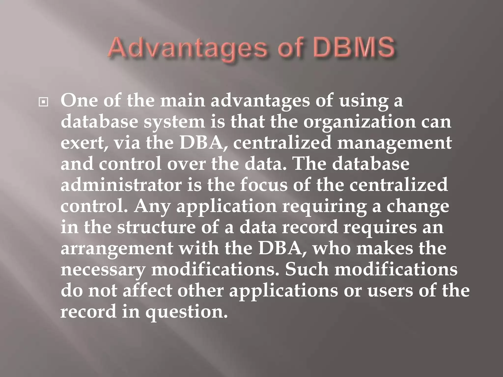 Advantages of DBMS | PPTX