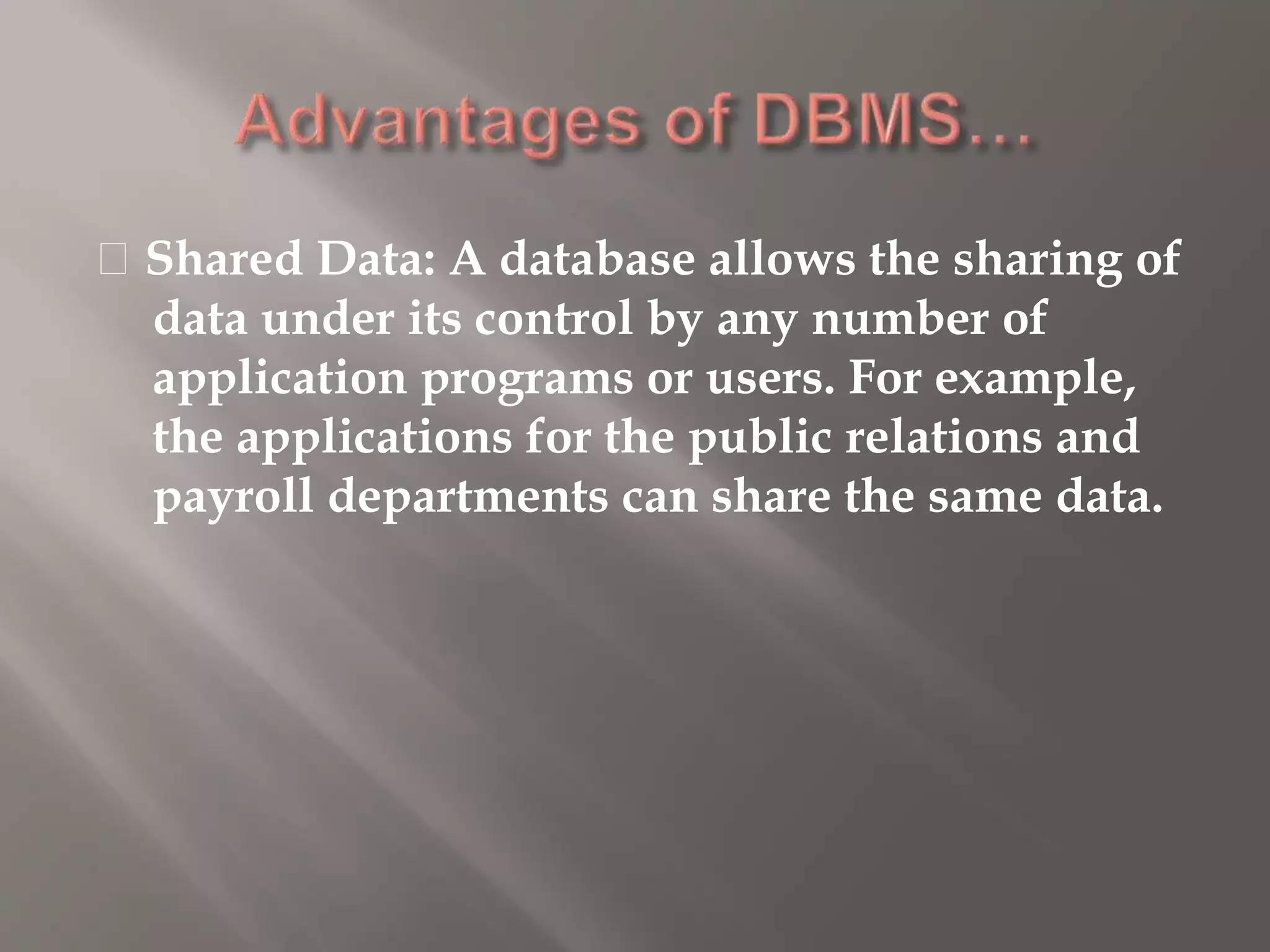 Advantages of DBMS | PPTX
