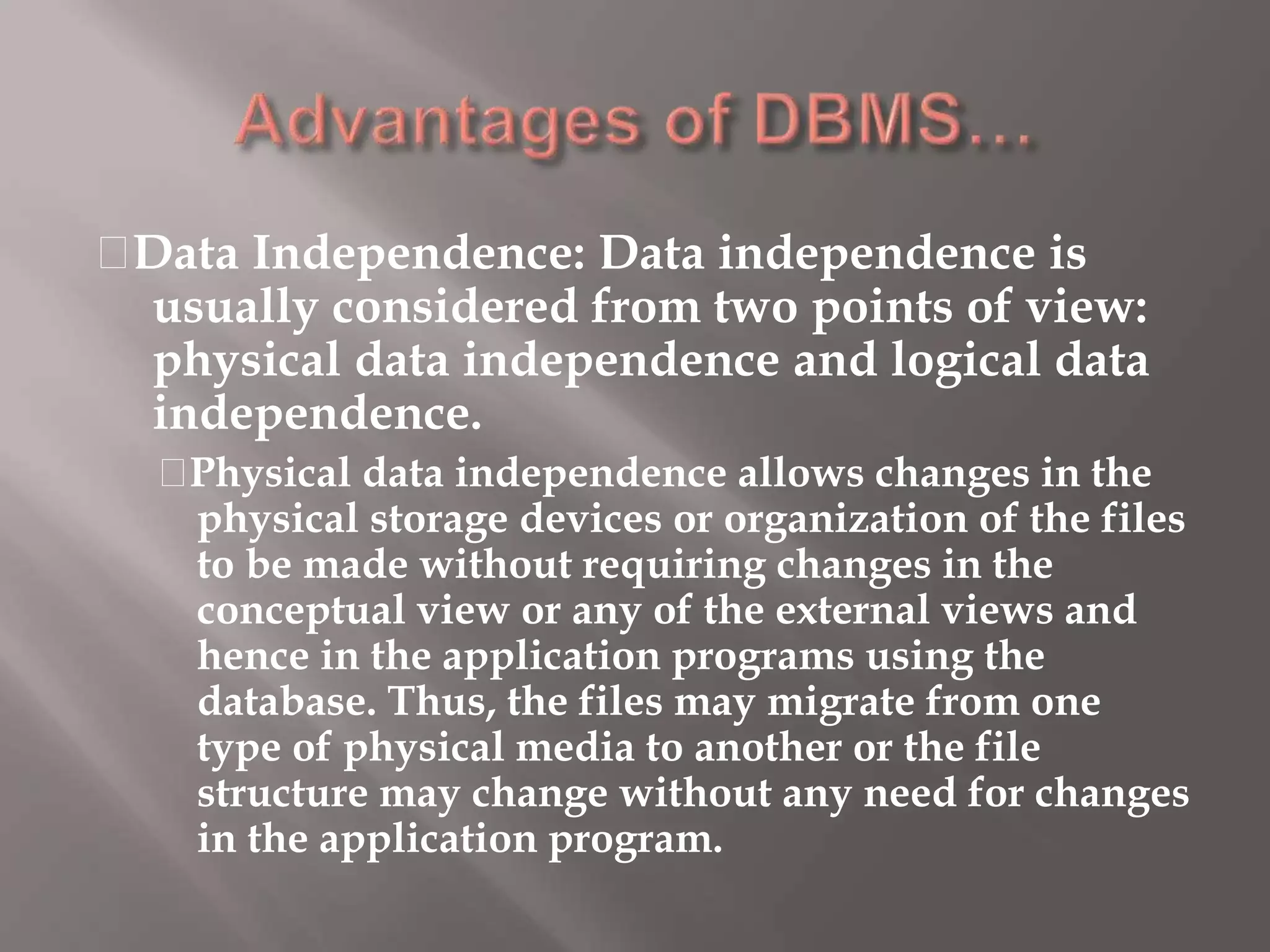 Advantages of DBMS | PPTX