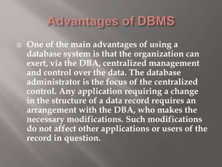 Advantages of DBMS | PPTX