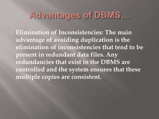 Advantages of DBMS | PPTX