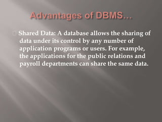 Advantages of DBMS | PPTX