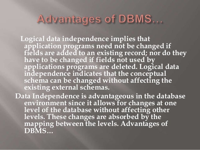 Advantages of DBMS