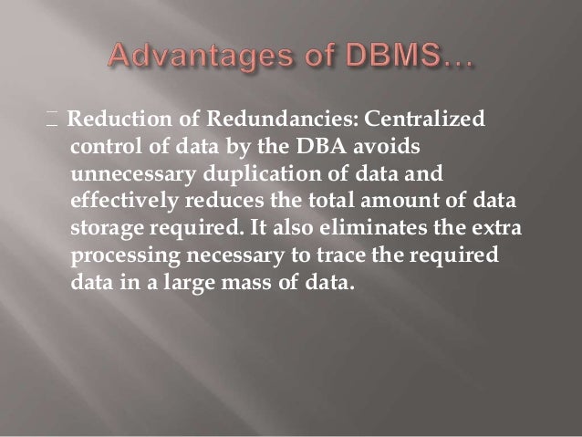 Advantages of DBMS