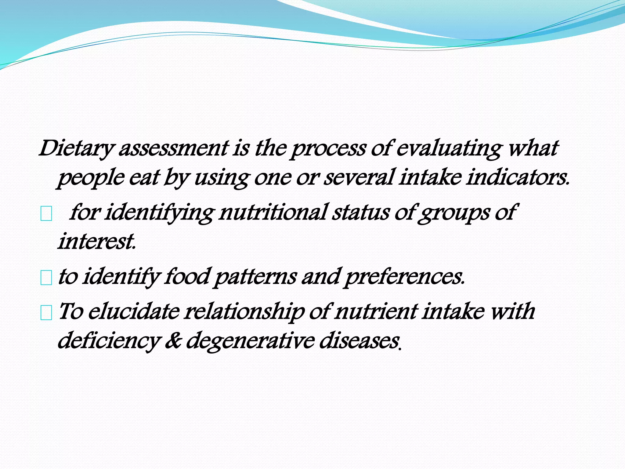 DIETARY ASSESSMENT SEMINAR | PPTX