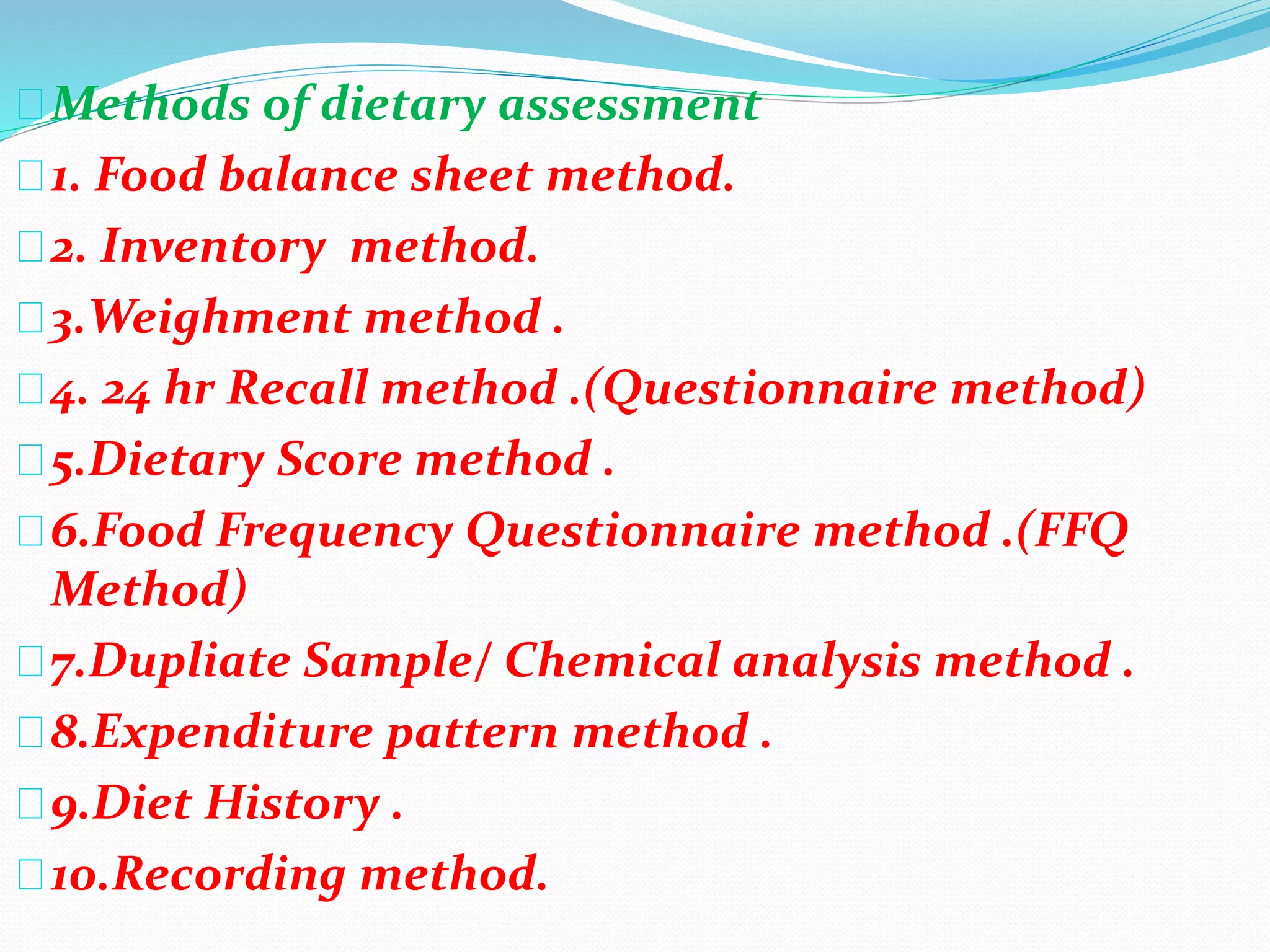 DIETARY ASSESSMENT SEMINAR | PPTX