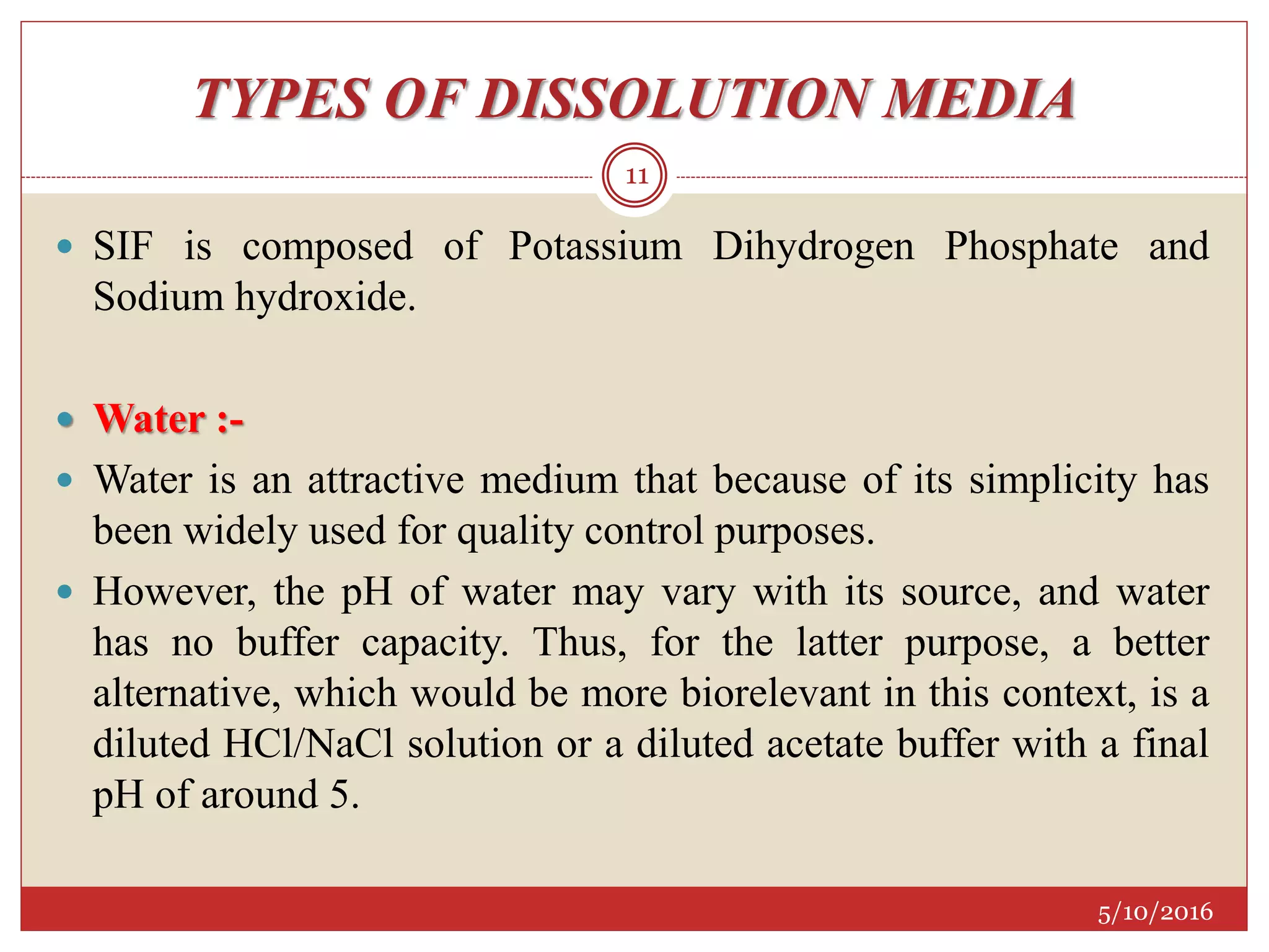 Seminar on Dissolution Media | PPTX