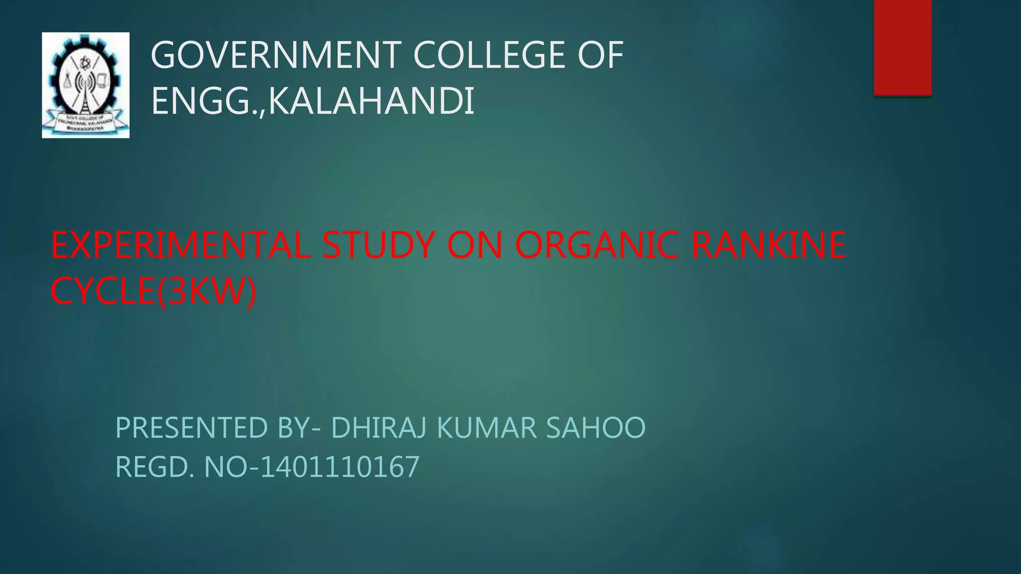 organic rankine cycle | PPTX